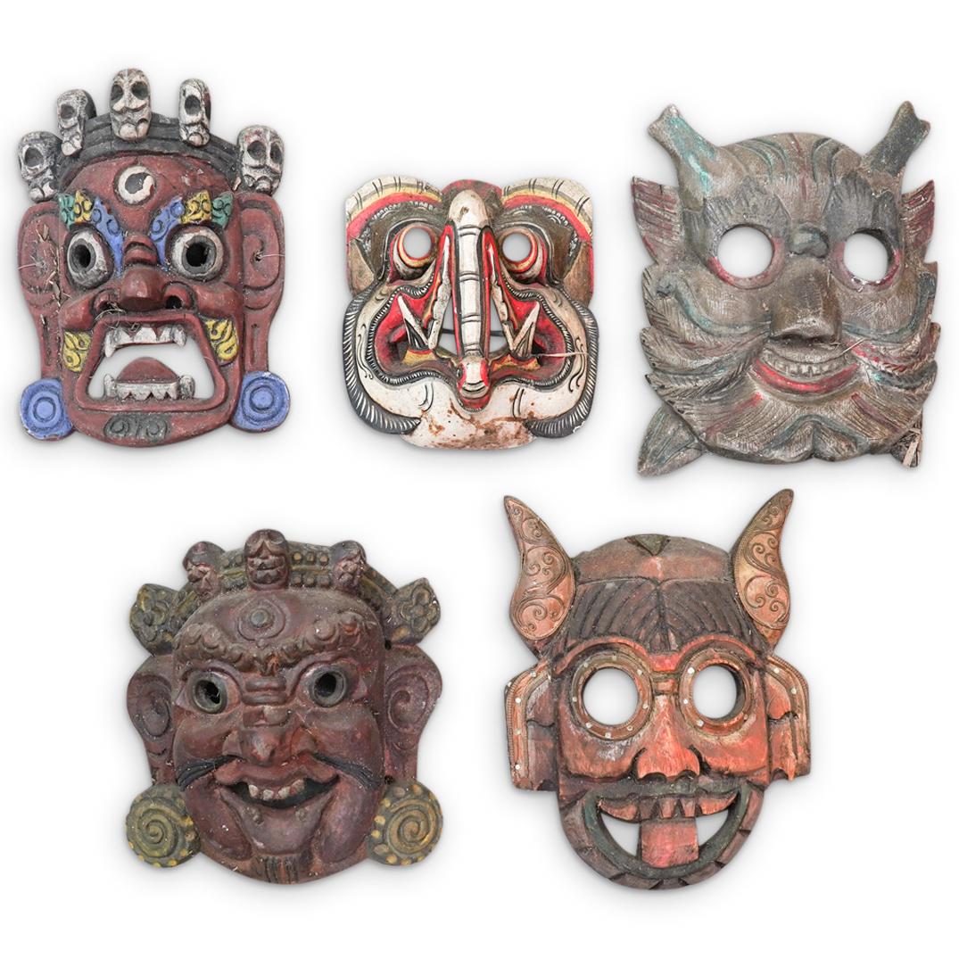(5pc) Nepalese Carved Mask Collection