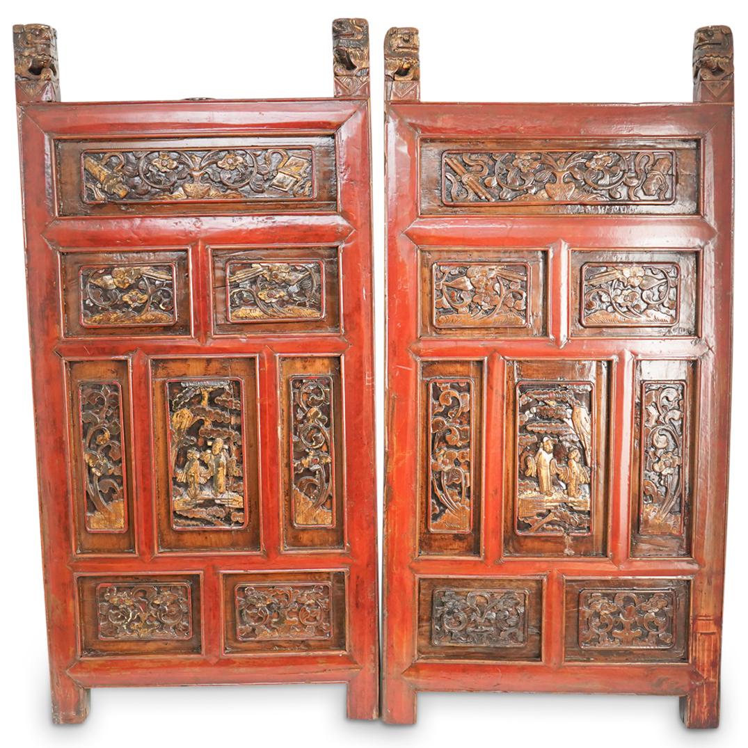 Chinese Carved Wood Wall Panels