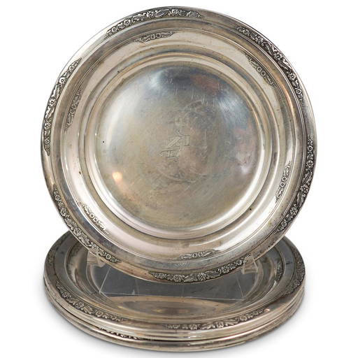 (6 Pc) International Sterling Silver Dessert Plates