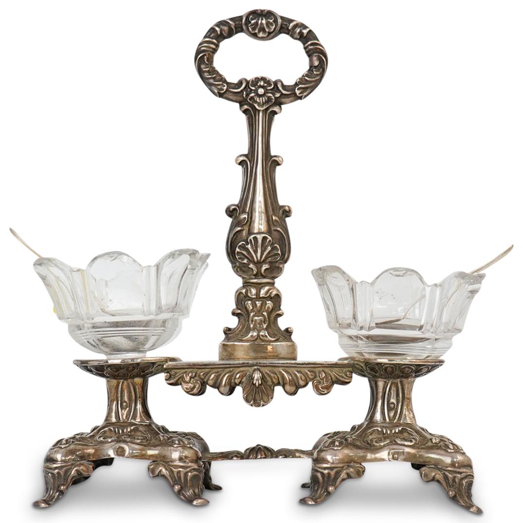 French Sterling Silver Condiment Caddy