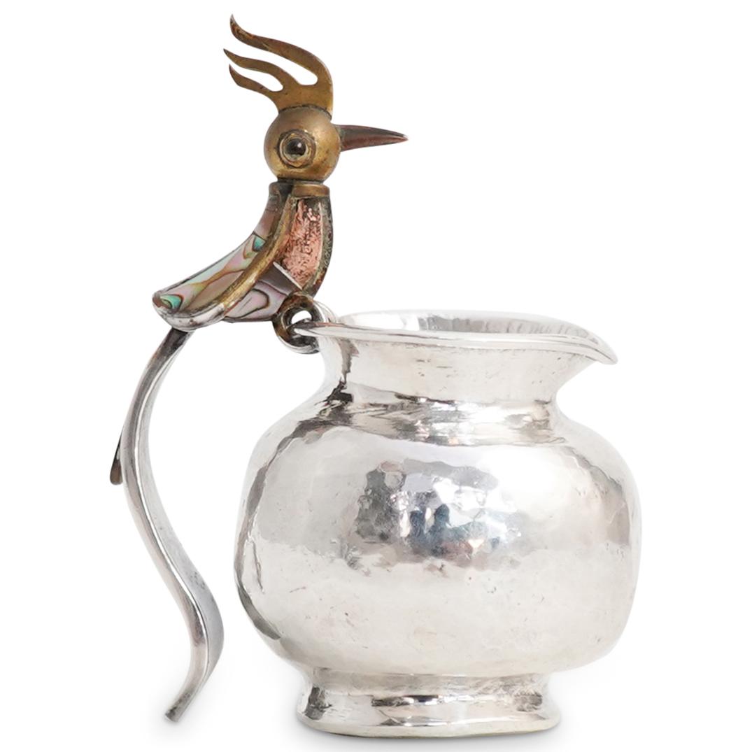 Los Castillo Mexican Silver Plate Bird Pitcher