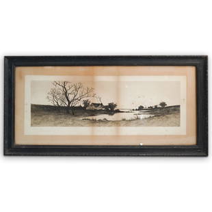 Ernest Rost Etching "new Jersey Farm",