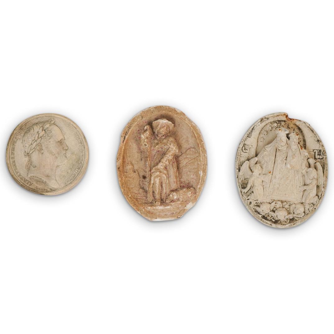 (3 Pc) Collection Of Antique Plaster Intaglios