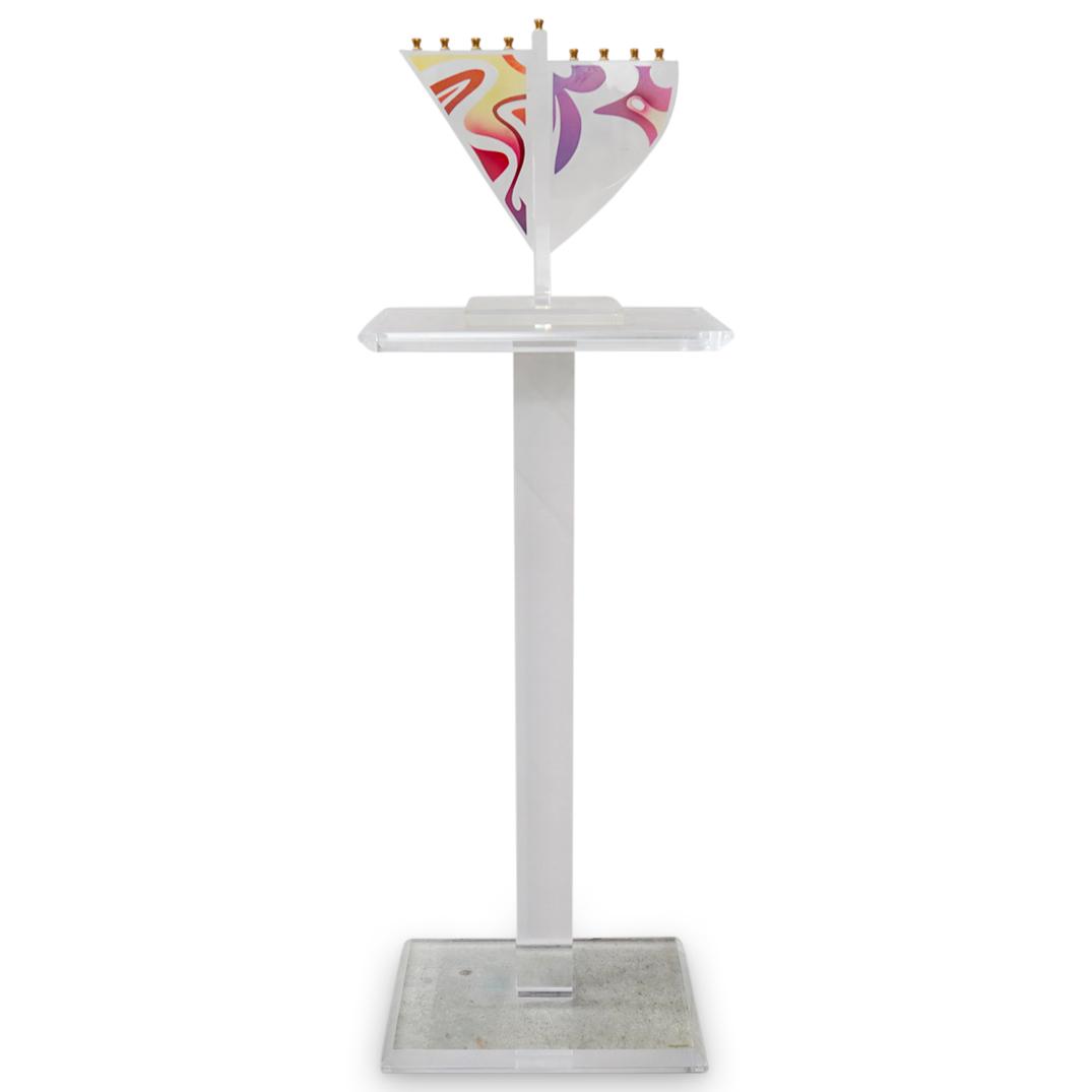 Shlomi Haziza Lucite Menorah With Stand