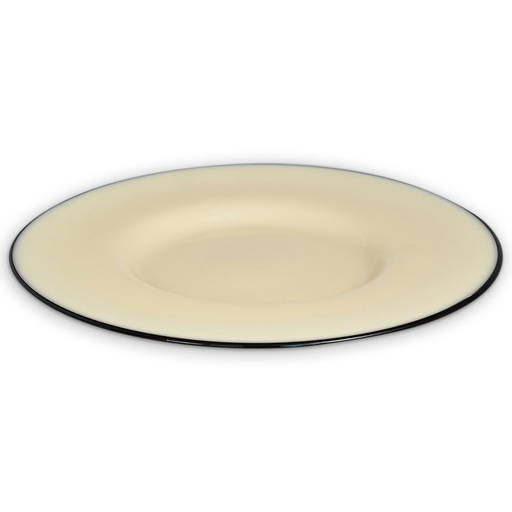Steuben Ivory Glass Charger With Black Rim