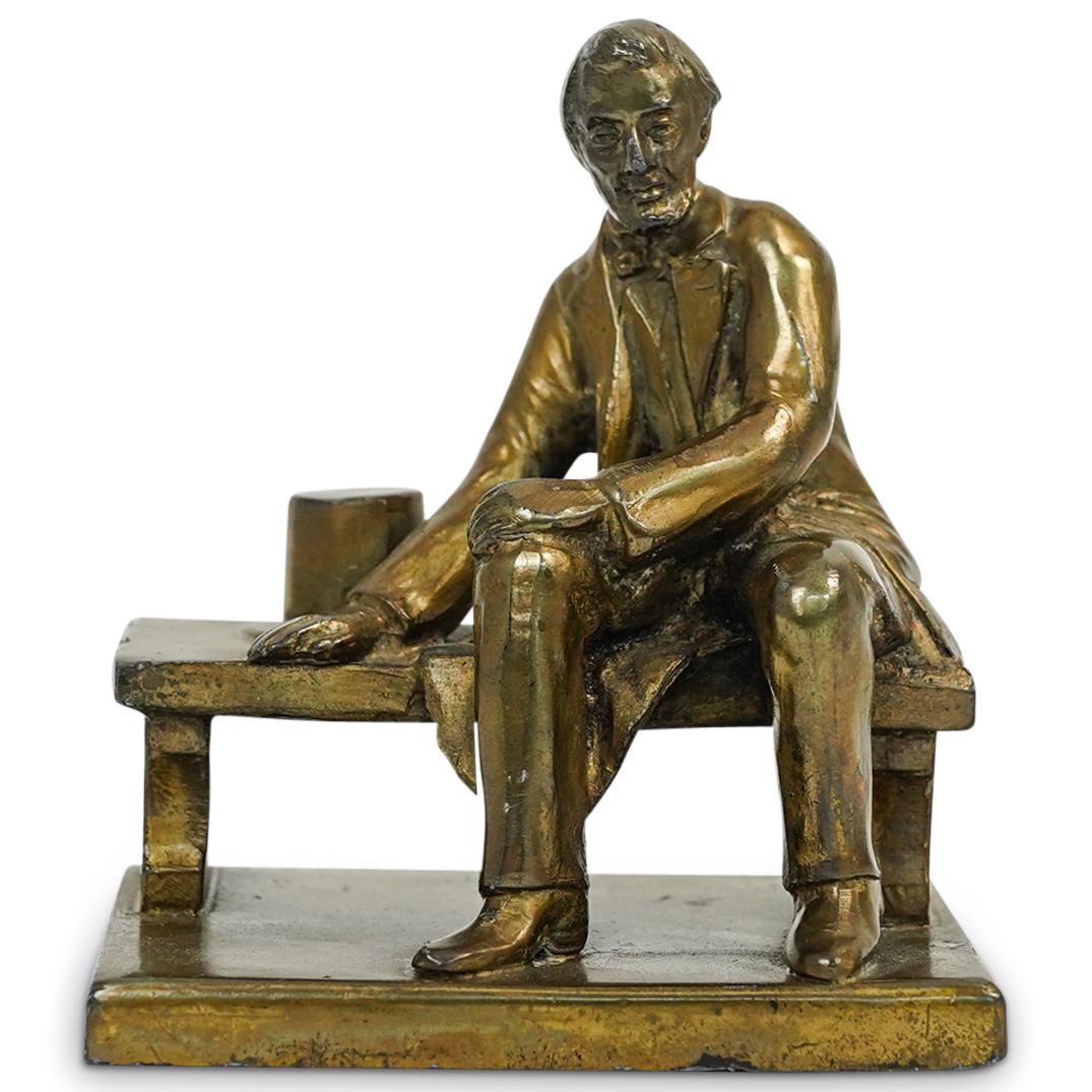 After G. Borglum Abraham Lincoln Bronze Sculpture