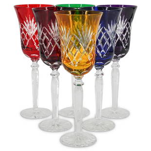 Six Bohemian Crystal Color Stems