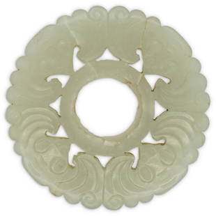 A White Jade 'bats' Bi Disc, Together With A White And