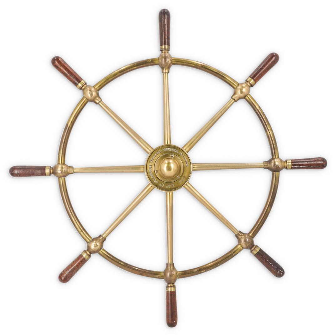 Vintage Brass Nautical Shipâ€™s Wheel