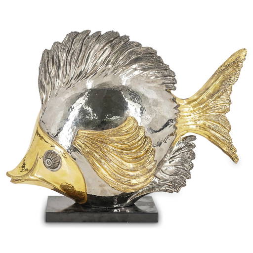 Vintage Italian Ceramic Silver & Gold Tropical Fish
