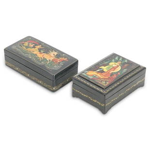 Antique Hand Painted Papier Mache Box