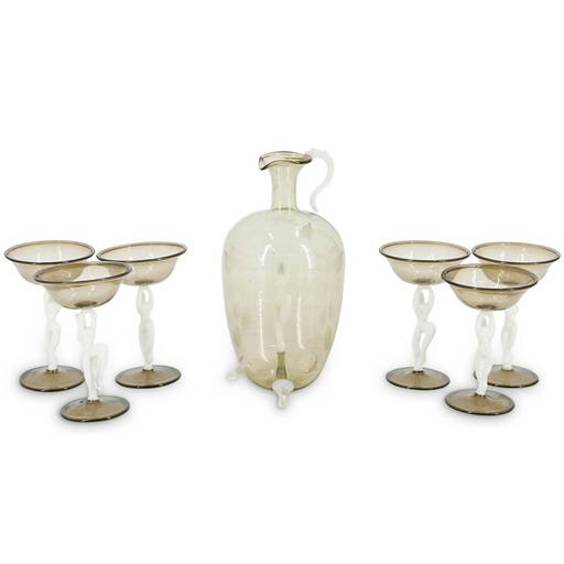 7 Pc Art Deco Bimini Lauscha Dancer Glassware Set