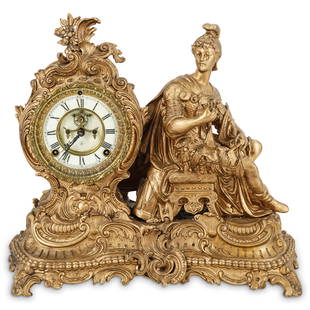 Ansonia Figural Mantel Clock With Seated Roman Soldier,
