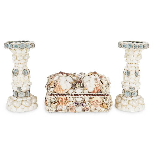 Anthony Redmile Style Shell Encrusted Chest & Garniture Set