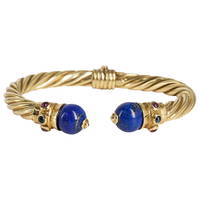 18K Gold, Lapis, And Ruby Cable Bracelet - May 31, 2022 | Akiba ...
