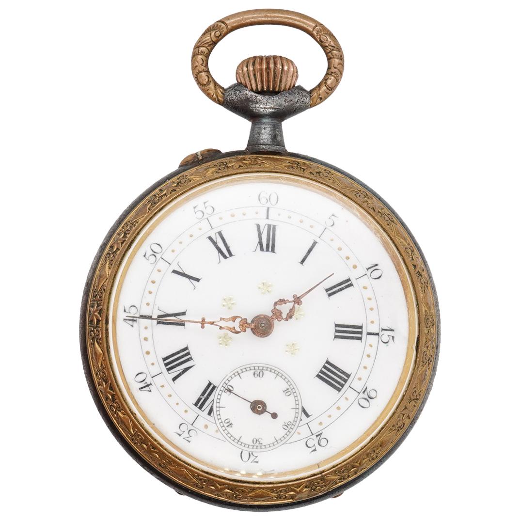 Acier Garanti Gunmetal Pocket Watch
