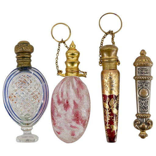 4 Pc Antique Assorted Perfume Bottles Grouping Set