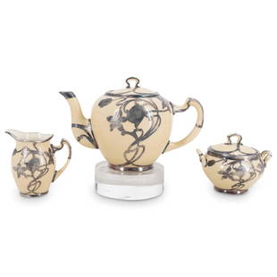 Lenox Tea Set, Teapot, Creamer, Sugars Porcelain Silver