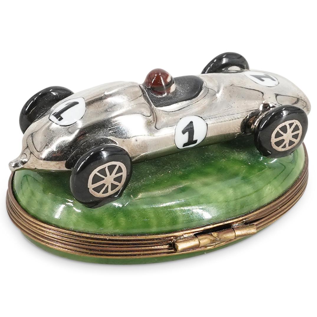 Limoges 'la Gloriette' Porcelain "race Car" Trinket Box