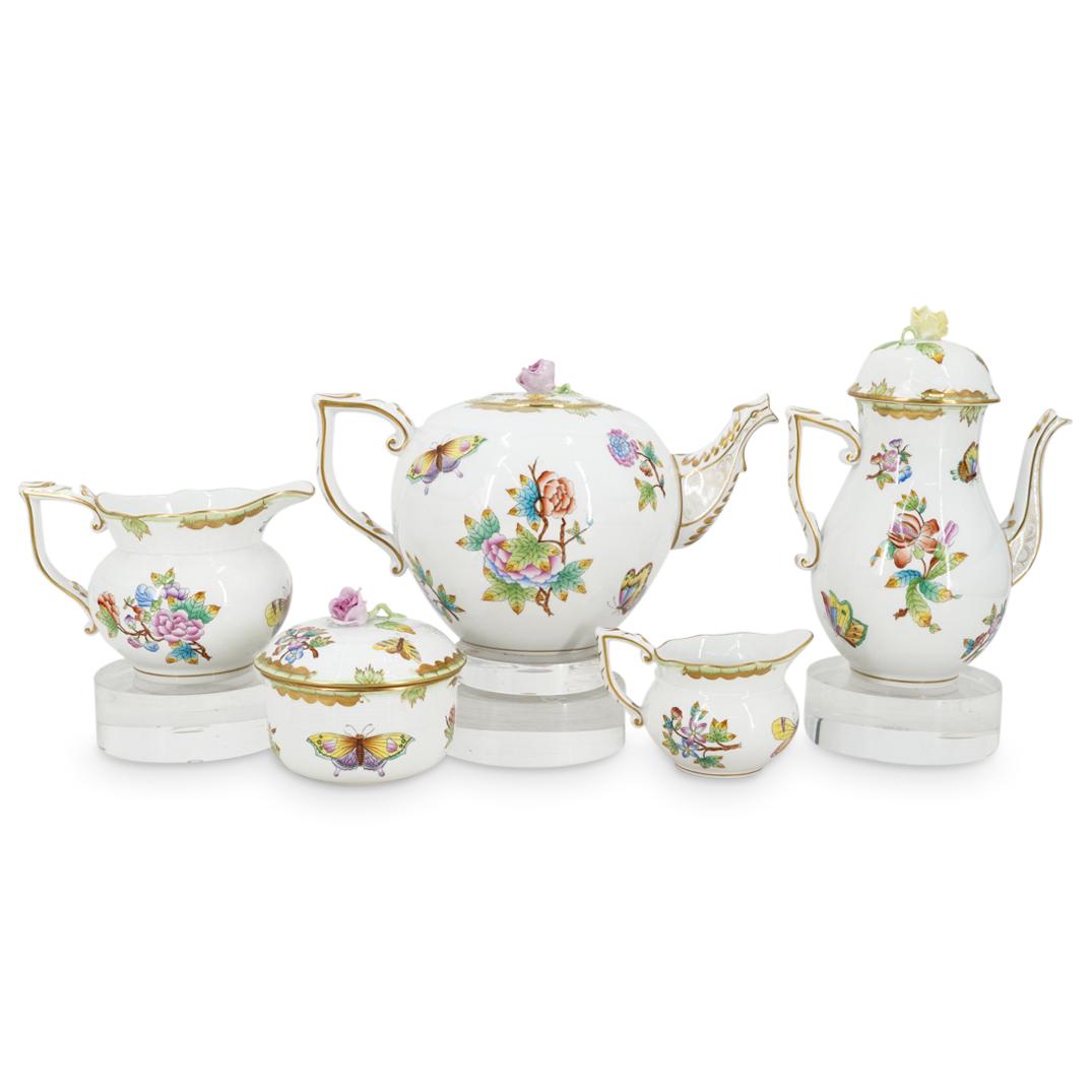 (5 Pc) Herend Porcelain "Queen Victoria" Tea/Coffee Serving Set (#0016 ...