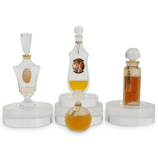 4 Pc French Vintage Perfume Bottles Grouping Set