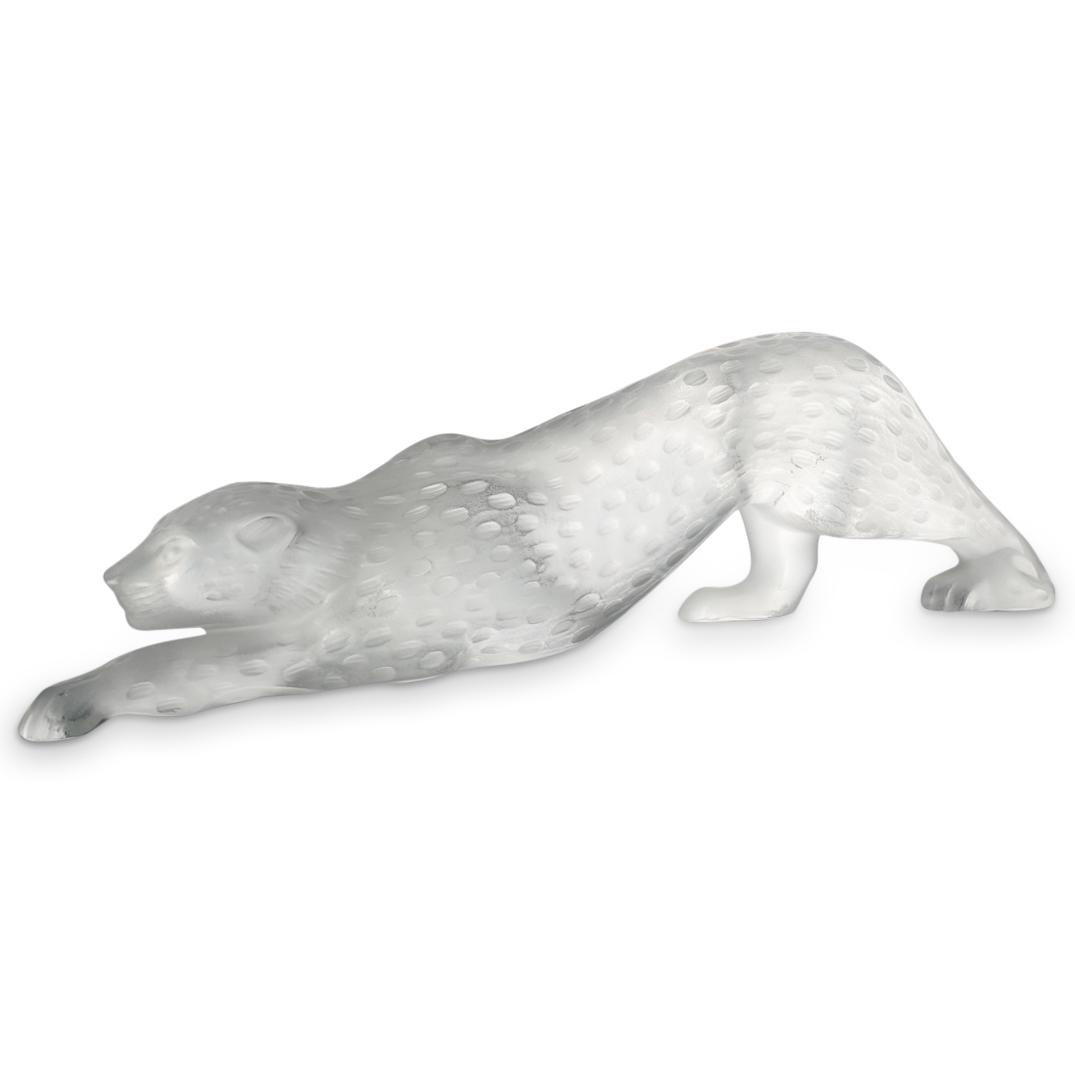 Lalique Frosted Glass Leopard Sculpture