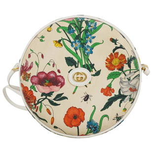 A Vintage Gucci Floral Insects Canteen Crossbody