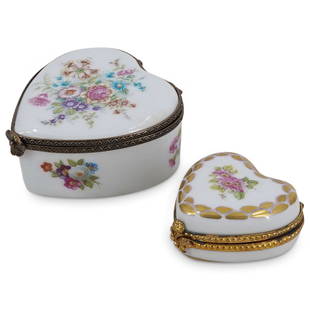 (2 Pc) Versace Designs Porcelain Egg Shaped Hinged Trinket Boxes