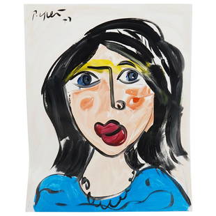 Ron Raymer Acrylic On Paper Portrait