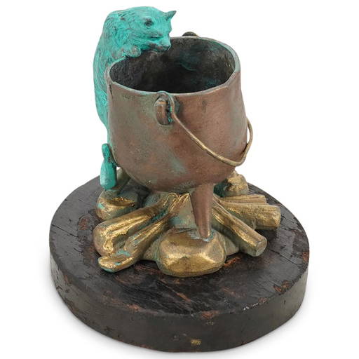Antique European Copper Cat Sculpture