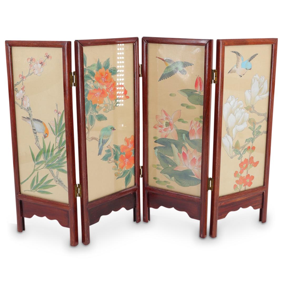 Vintage Chinese Carved Wood Table Screen