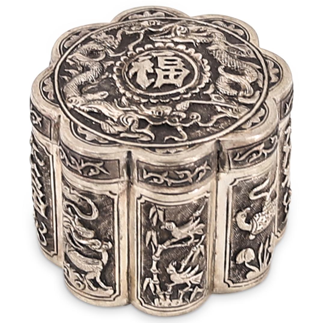 Antique Chinese Silver Dragon Opium Box