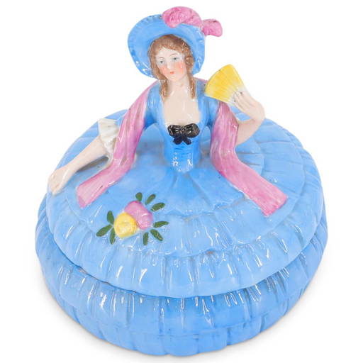 German Sitzendorf Figural Porcelain Vanity Powder Box (#0284) on Dec 27 ...