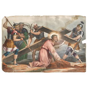 L. Turgis Jesus Falls Third Time Stations Of The Cross Lithograph