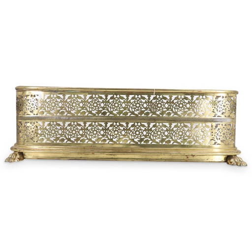 Antique European Brass & Copper Hearth Fender