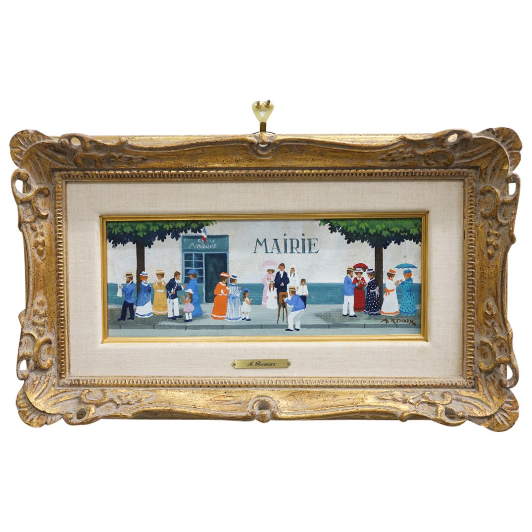 Andre Renoux (french, 1939 2002) "devant La Mairie" Oil Painting On Canvas