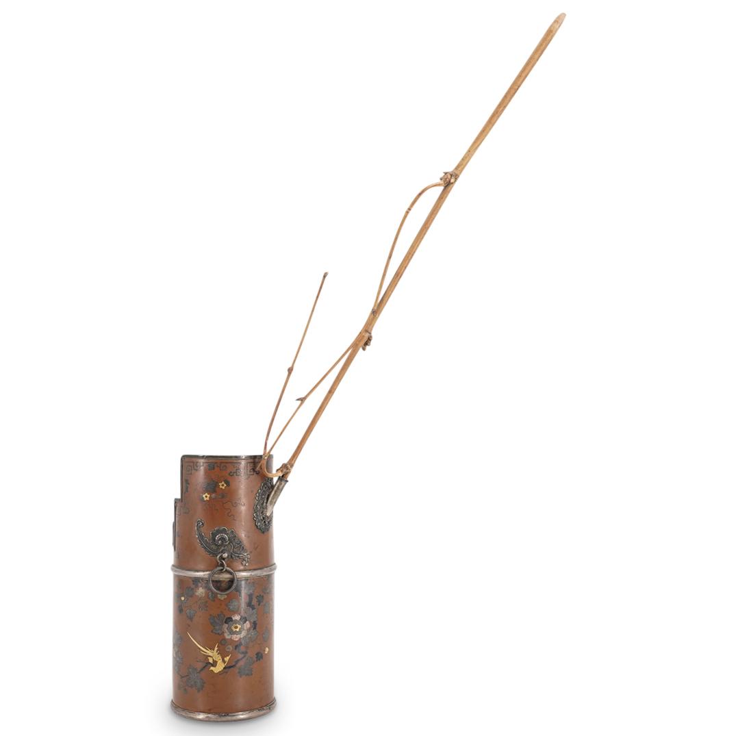 Antique Vietnamese Silver Copper & Gold Pipe