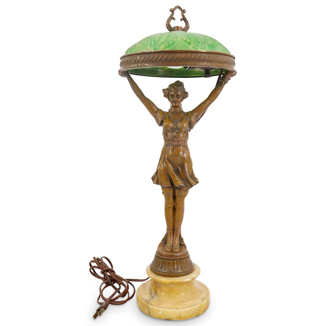 Art Deco Bronzed Spelter Flapper Lamp