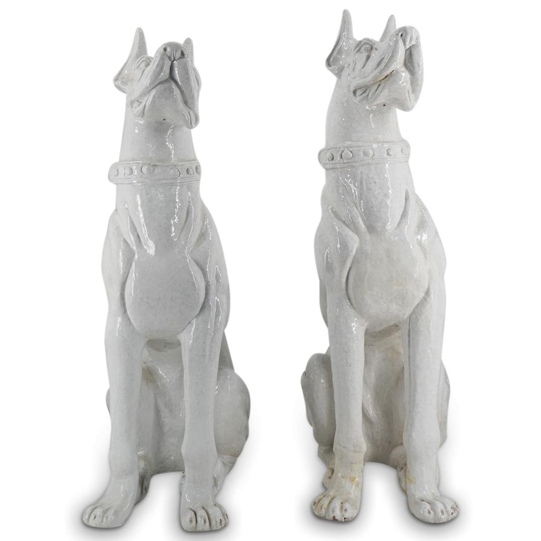 Large Vintage Italian Majolica Guardian Dog Statues - Mar 07, 2023 ...