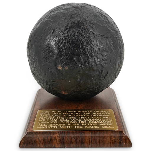 Us Civil War 13 Lb. Confederate Cannonball On Base