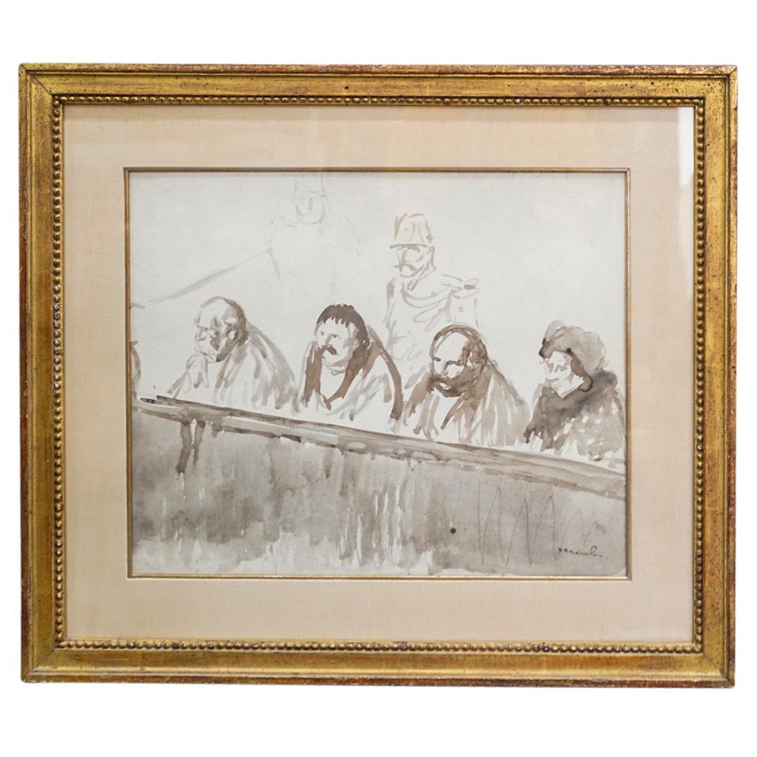 Theophile Alexandre Steinlen (1859-1923) Ink Wash on Paper Illustration ...