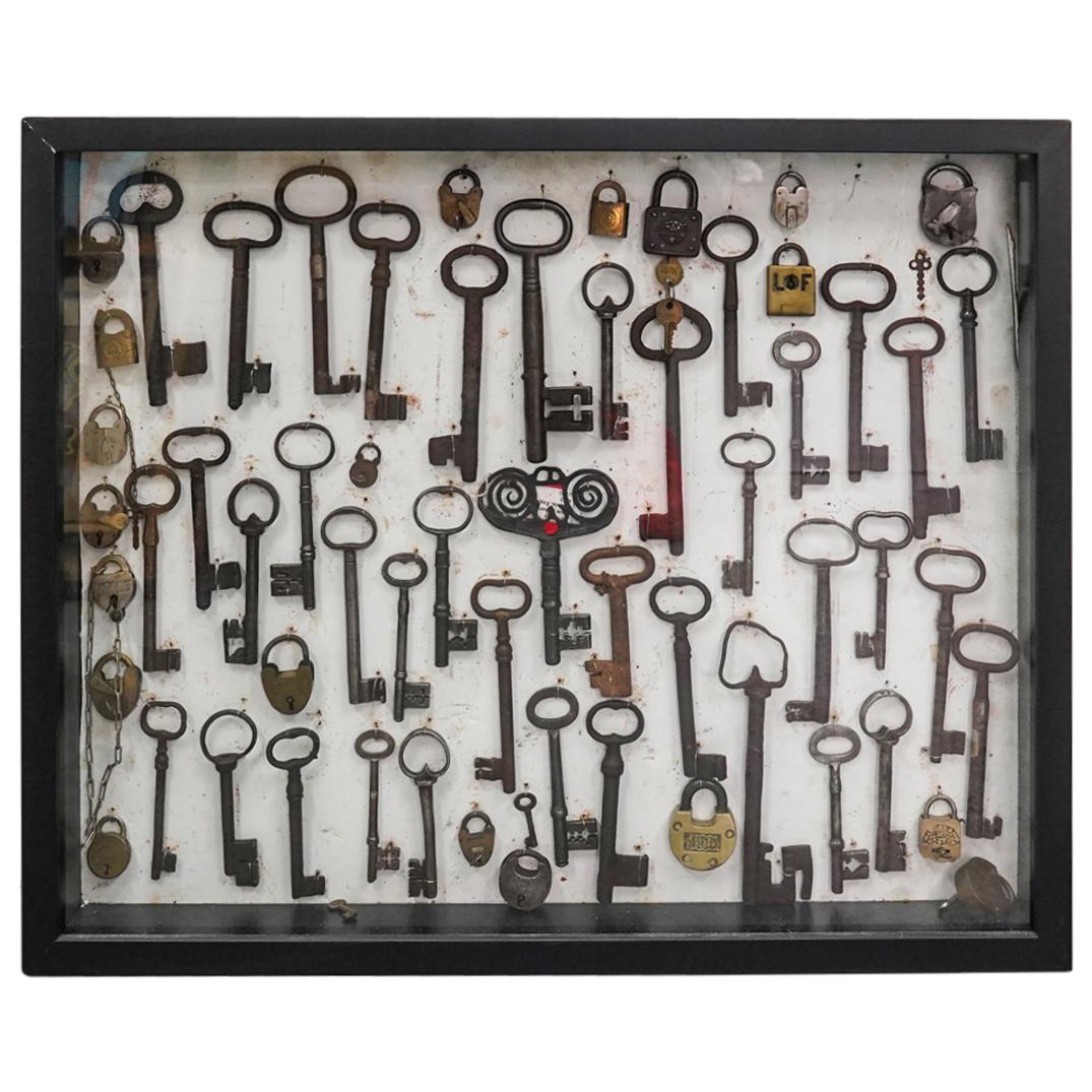 Shadowbox Framed Keys And Locks Collection (#0415) on Apr 11, 2023 | Akiba Galleries in FL