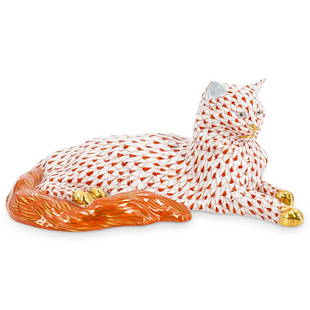 Large Herend Porcelain Of Cat