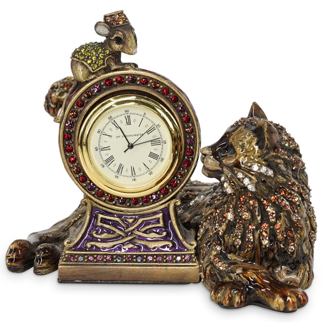 Jay Strongwater Jeweled Enameled Metal Desk Clock