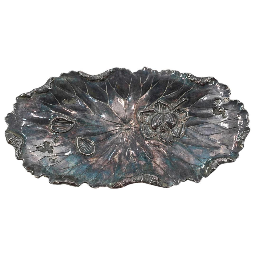 Antique Japanese Meiji Nomura Jungin Silver Lotus Leaf Tray Auction