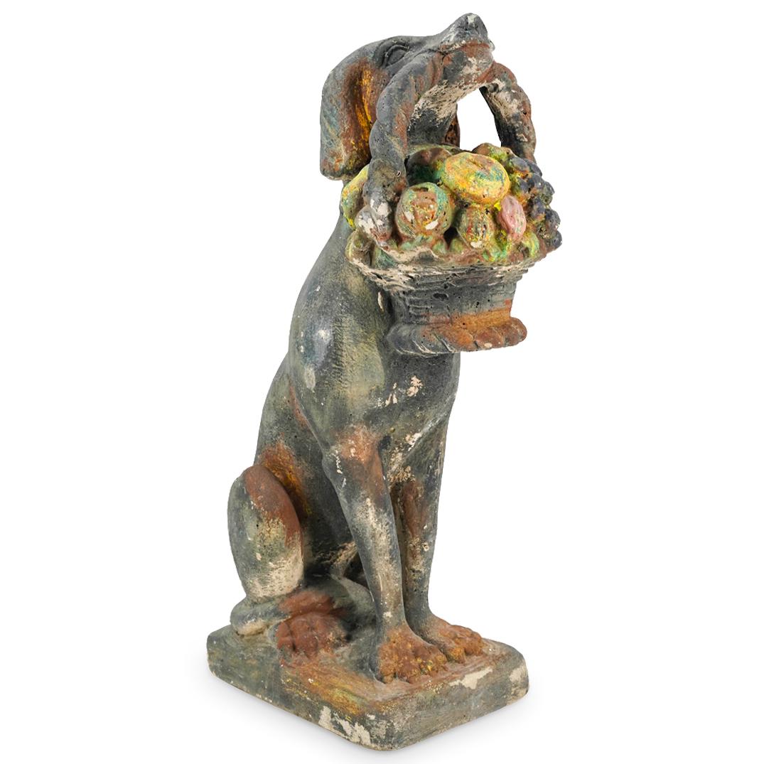 Vintage Cast Cement Dog Garden Statue