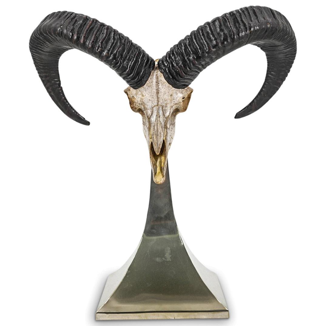 Anthony Redmile Designer Silver Plate Mounted Ibex Skull Auction