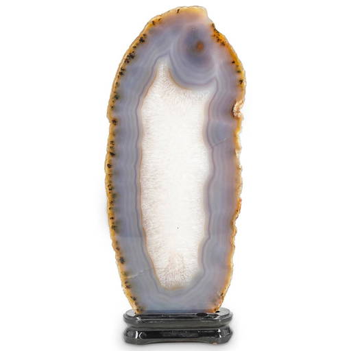 Large Sliced Grey Agate Natural Gemstone Sculpture