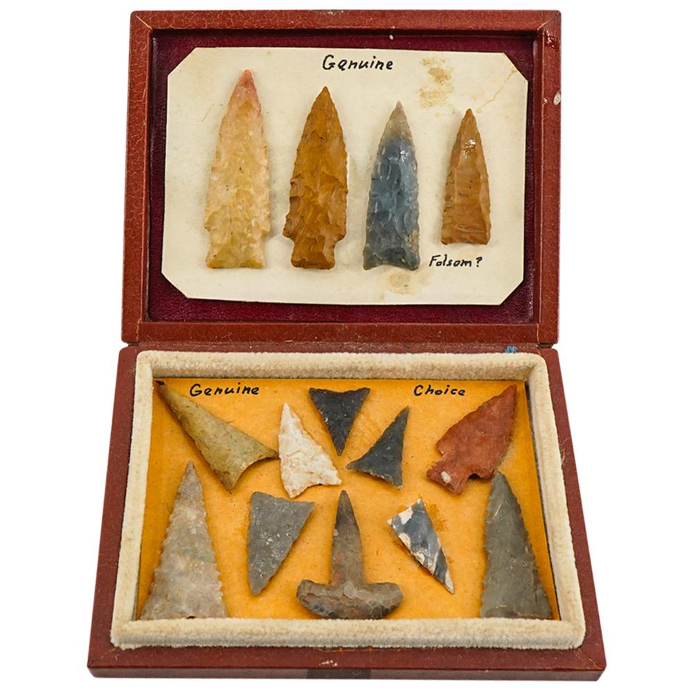 (14 Pc) Collection Native American Bird Point Arrowheads, One Possibly ...