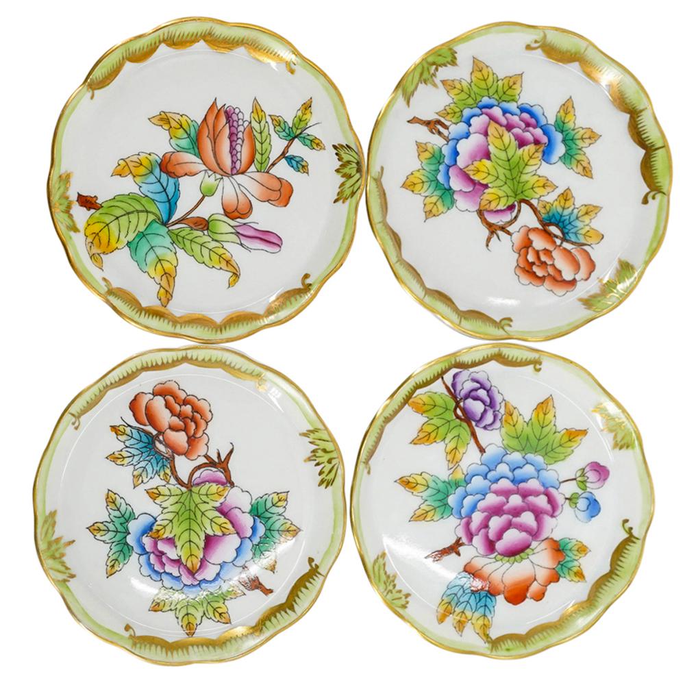 (4 Pc) Herend Porcelain "queen Victoria" Coasters Set Auction